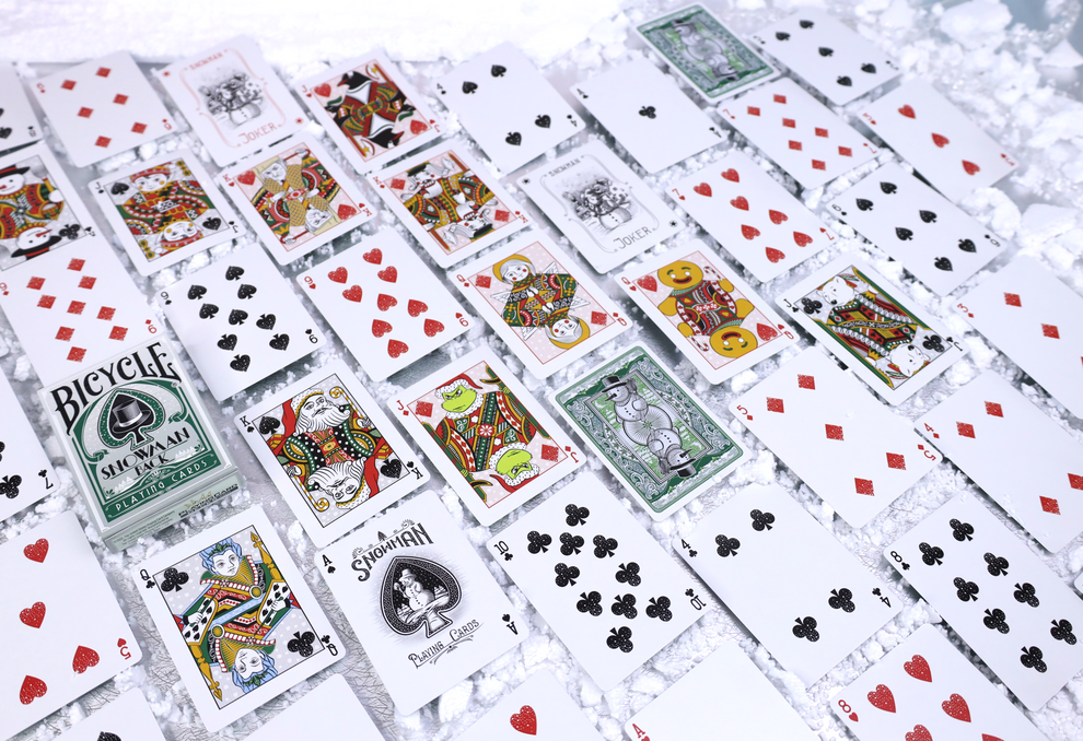 Snowman Back Red & Green Bicycle Playing Cards - A Holiday Essential ...