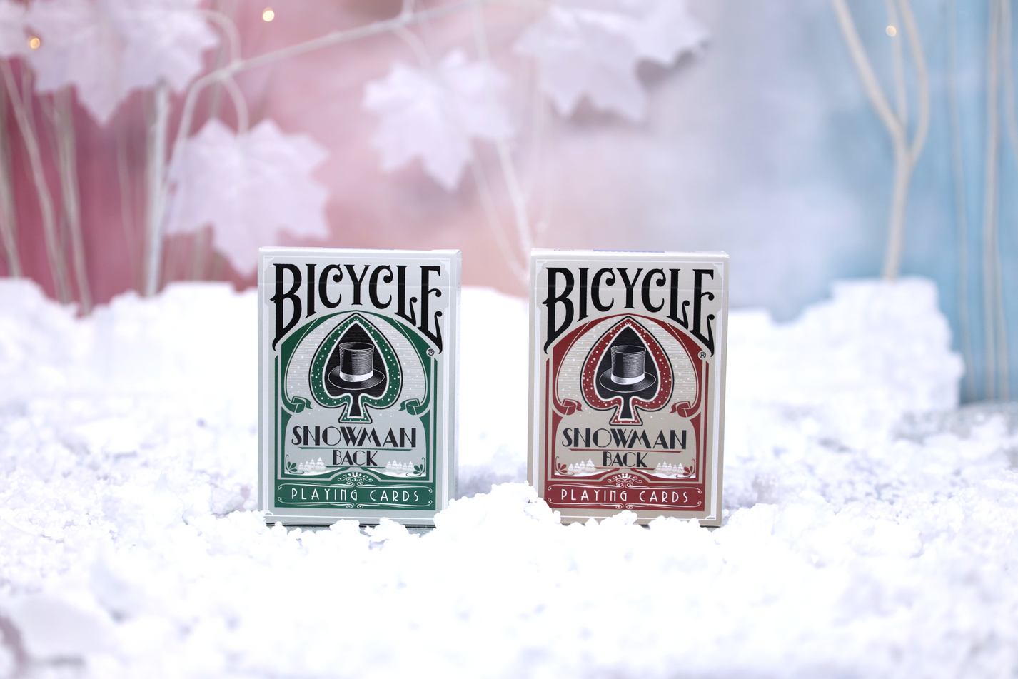 Snowman Back Red & Green Bicycle Playing Cards - A Holiday Essential ...