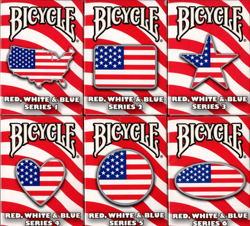 USA Red, White & Blue Series Bicycle Playing Cards 6 Deck Set ...