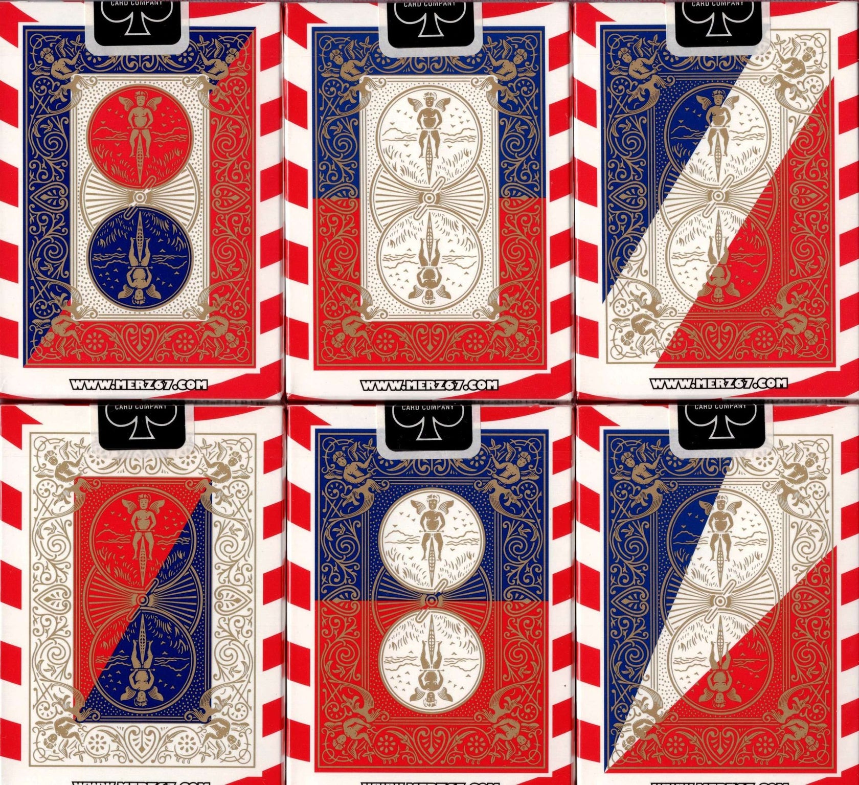USA Red, White & Blue Series Bicycle Playing Cards 6 Deck Set ...